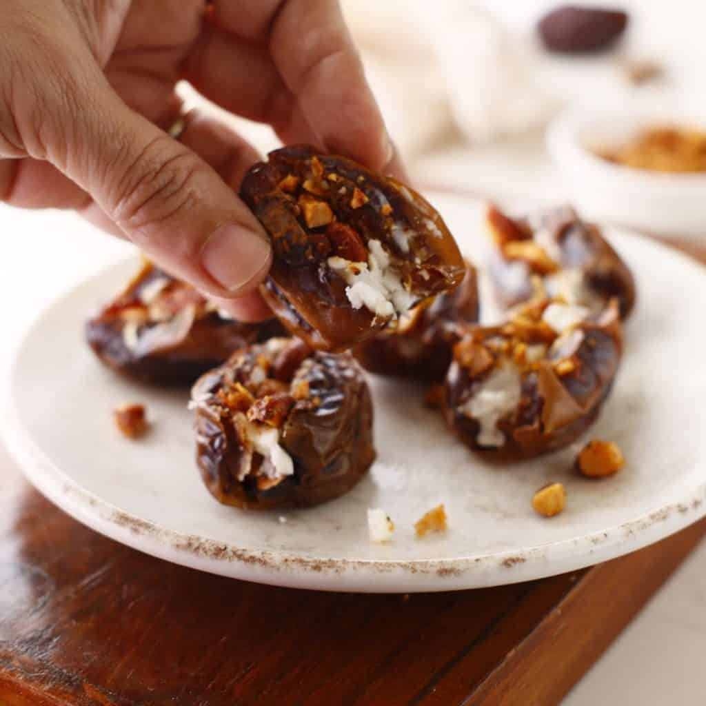 Cream Cheese Stuffed Dates - CookinUpLife